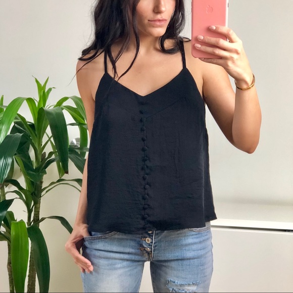 Tops | Last 1 Carmen Black Button Front Cami | Poshmark